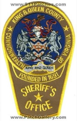 Virginia - King & Queen County Sheriff's Office (Virginia) - PatchGallery.com Online Virtual ...