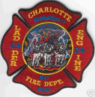 North Carolina - Charlotte Fire Dept Engine 24 Ladder 24 Battalion 7 - PatchGallery.com Online ...